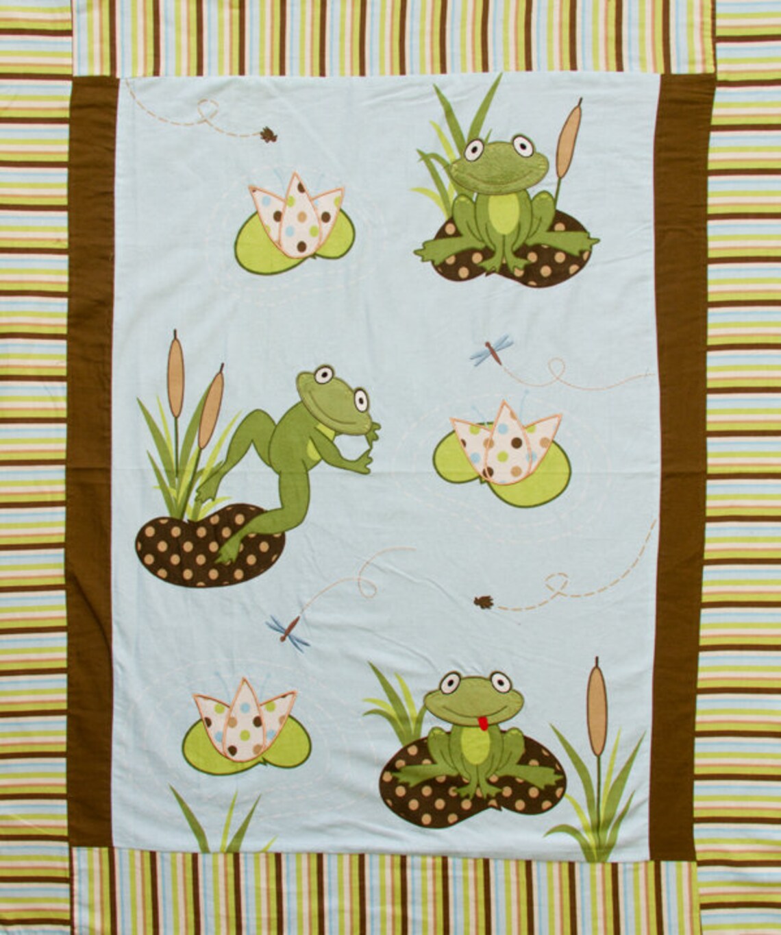 Frog Pads Appliqued Embroidered Flannel Panel Fabric - Etsy