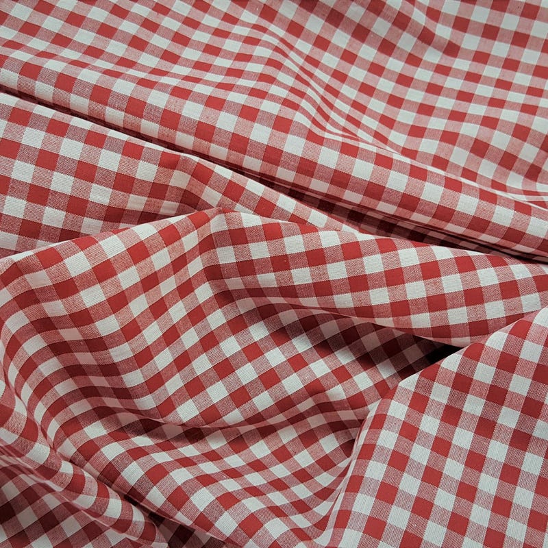 Red Gingham Fabric - Etsy