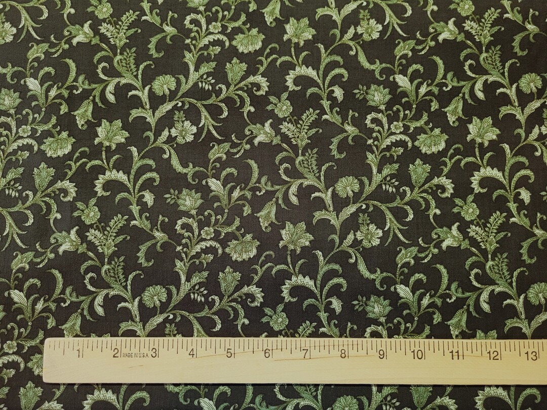 Lilacs in Bloom Vine Scroll & Floral Print 100% Cotton Fabric - by the ...