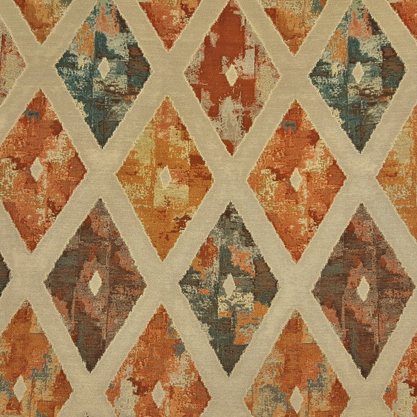 Teal and Copper Fabric - Etsy