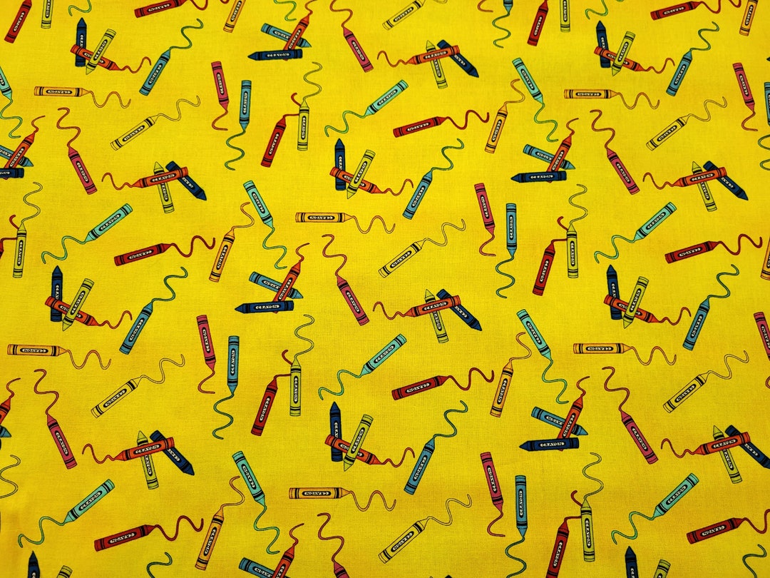It's Elementary Crayons Print 100% Cotton Fabric - by the Yard - Etsy