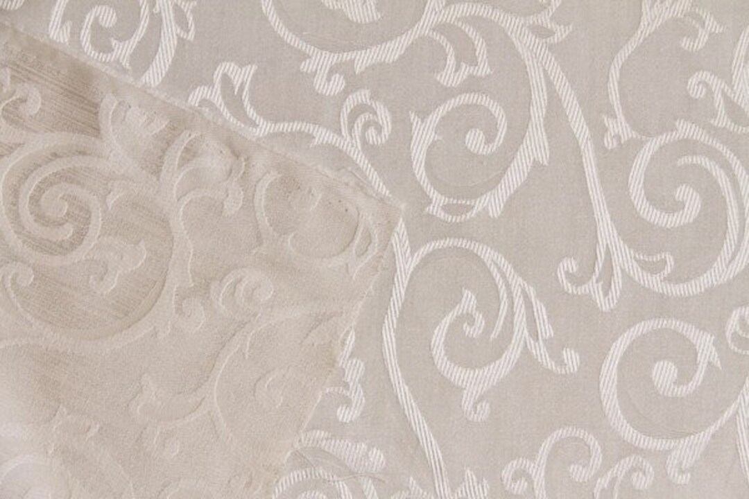 Ivory Scroll Jacquard Drapery Fabric - 2 7/8 Yards or 3 3/4 Yards - Etsy