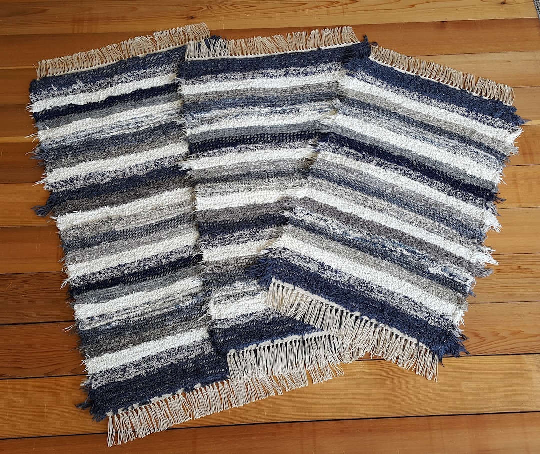 20 X 32, 24 X 36 and 24 X 42 Navy, Gray & White Set of 3 U. S. Hand ...