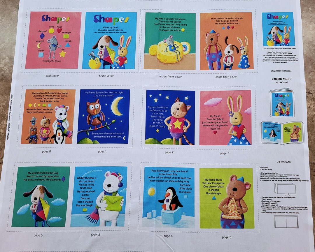 Shapes BOOK PANEL 100% Cotton Fabric - Sold by the Panel - Etsy