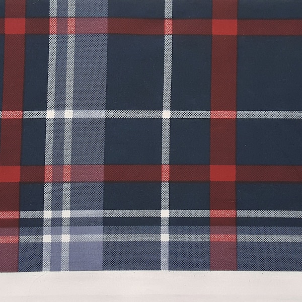 Navy Red Blue Plaid Fabric - Etsy