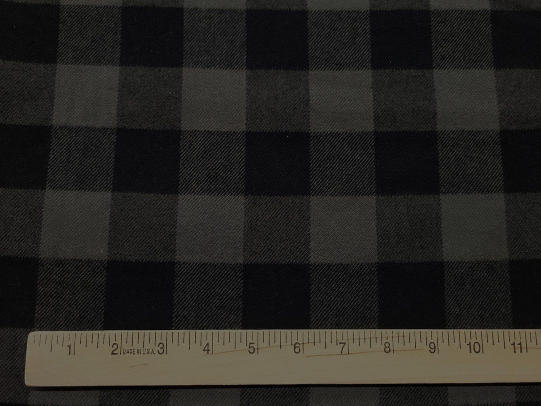 Black & Gray Buffalo Plaid Check Double Napped Flannel - by the Yard - Etsy
