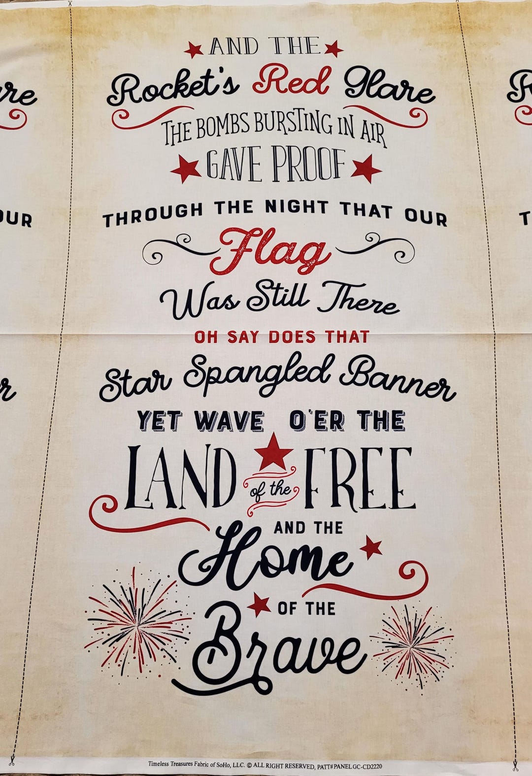 Star Spangled Banner PANEL 100% Cotton Fabric - Etsy