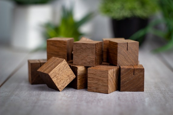 Wood Photo Holder Set of 5 Walnut Cubes Walnut Stands Place - Etsy