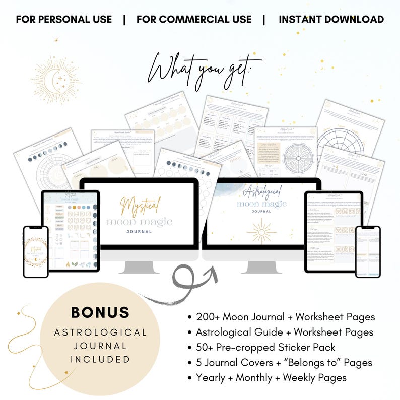 Moon & Astrology Journal Planner Bundle: Lunar Rituals, Trackers ...