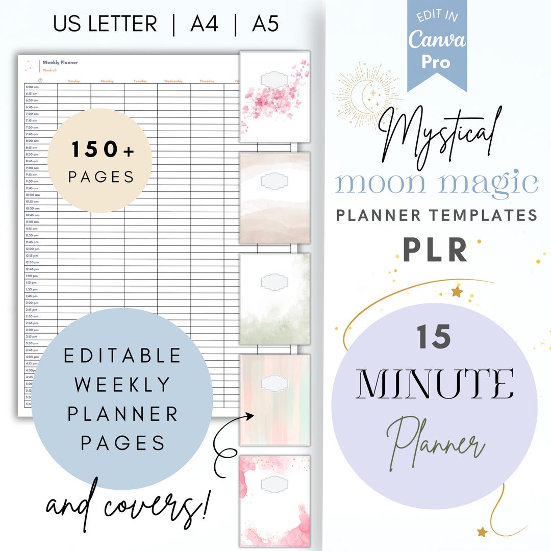 15 Minute Weekly Planner: Daily Scheduler and Journal Covers, PLR ...