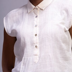 Ivory Sleeveless Tunic With Pin Tucks, Ivory Tunic, Pin Tucks Tunic ...