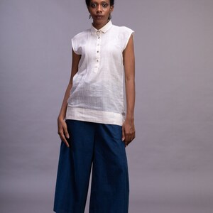 Ivory Sleeveless Tunic With Pin Tucks, Ivory Tunic, Pin Tucks Tunic ...