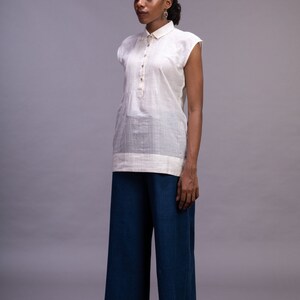 Ivory Sleeveless Tunic With Pin Tucks, Ivory Tunic, Pin Tucks Tunic ...