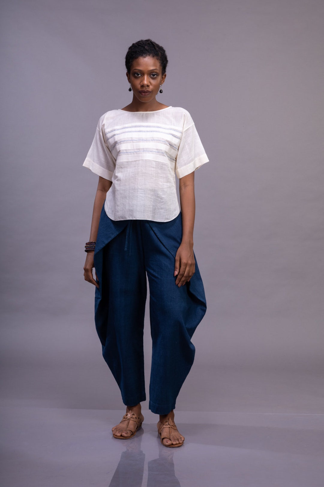 Ivory Organic Khadi Cotton Top, Patchwork Handloom Blouse, Hand ...