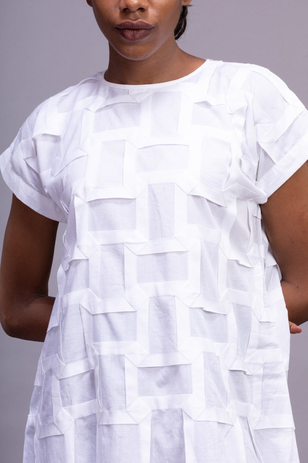 Folded Textured Tunic With Magyar Sleeves , Woman's Magyar Sleeve Tunic ...