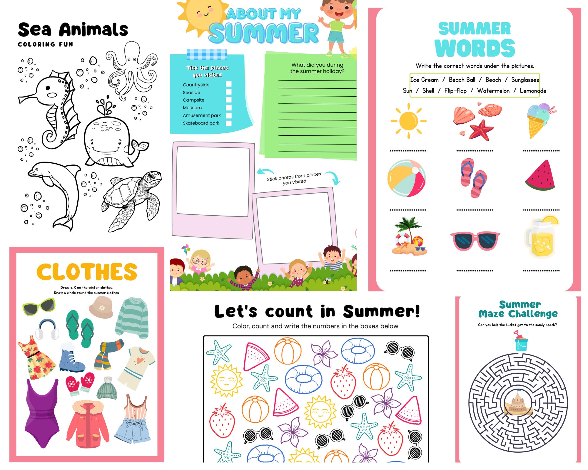 Summer Busy Book 25 Pages of Fun PDF Downloadable & Printable - Etsy
