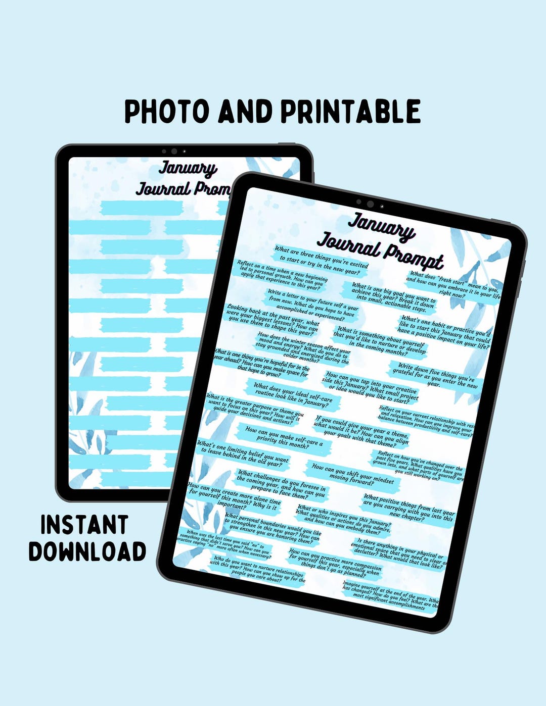 January Journal Prompts PDF Digital Download Filled and Blank Versions ...