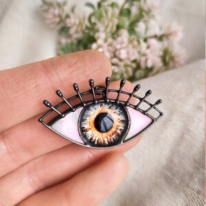 Glass eye necklace Stained glass jewelry Brown eyes pendant | Etsy