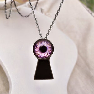 Eye in the Keyhole Jewelry, Stained Glass Necklace, Mysterious Jewelry ...