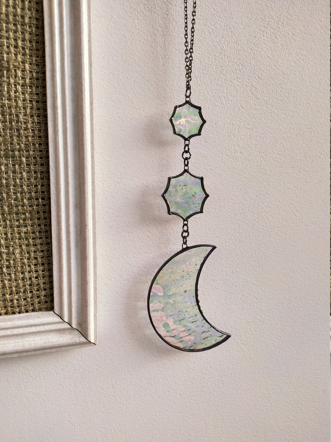 Stained Glass Suncatcher Stars and Moon Wall Decor Hanging | Etsy