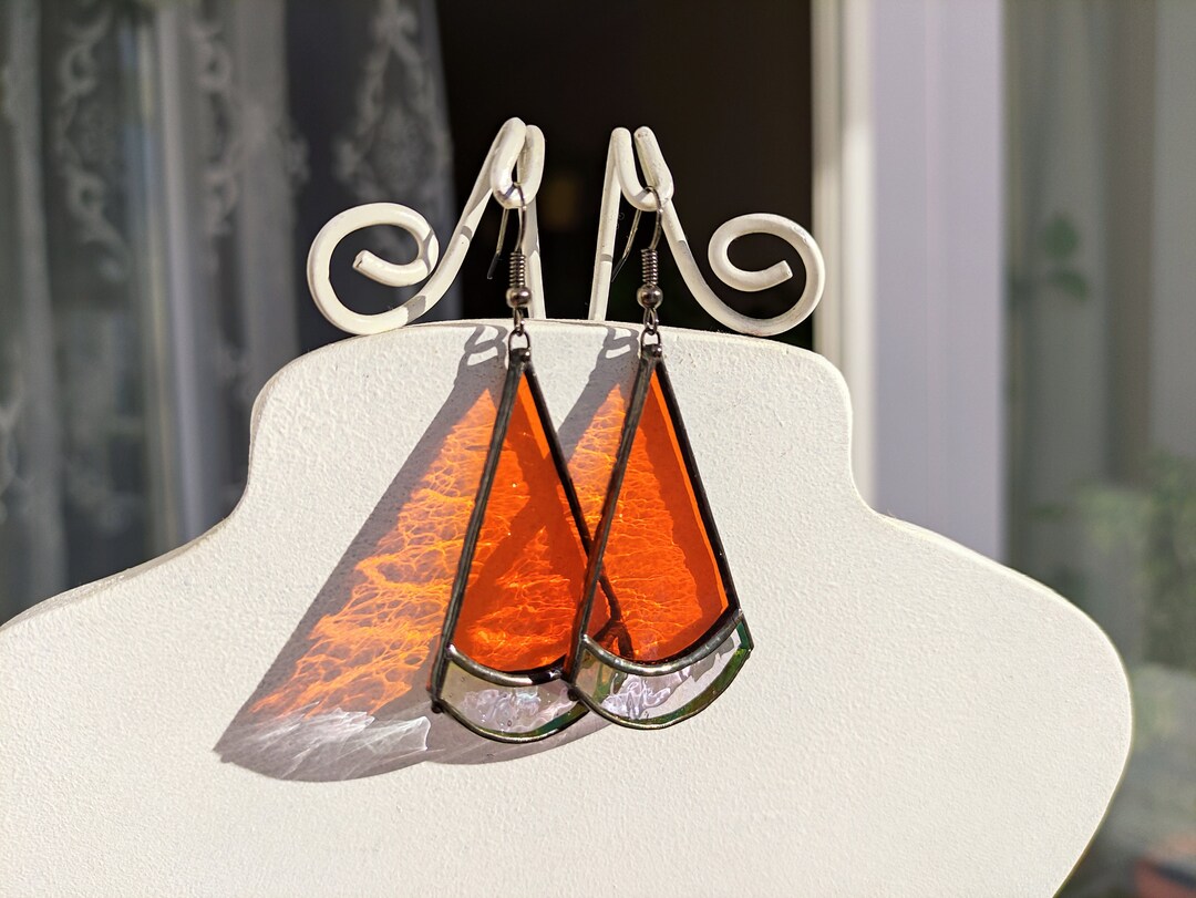 Bright Stained Glass Earrings Soldered Art Jewelry, Colorful Earrings ...