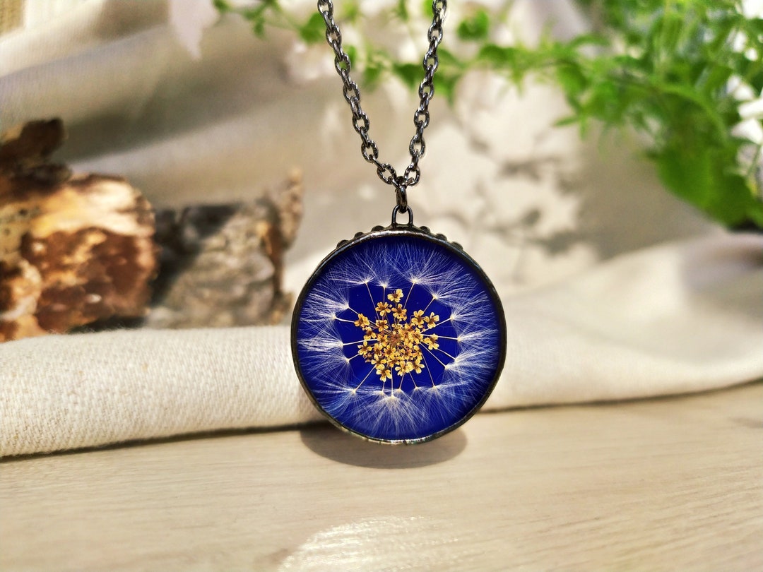 Dandelion Necklace Plant Jewelry Dandelion Seed Jewelry Circle Pendant ...