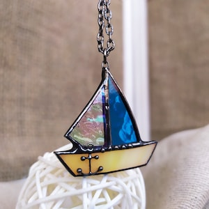 Sailing Boat Necklace Color Block Jewelry, Ship Necklace Nautical ...