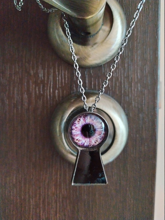 Eye in the Keyhole Jewelry Stained Glass Necklace Mysterious - Etsy