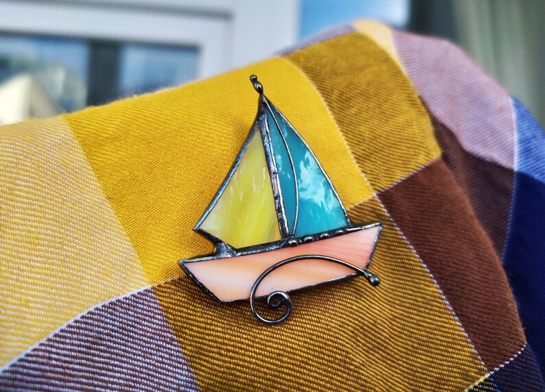 Sailing Boat Pin Nautical Brooch Color Block Jewelry,ship Jewelry ...