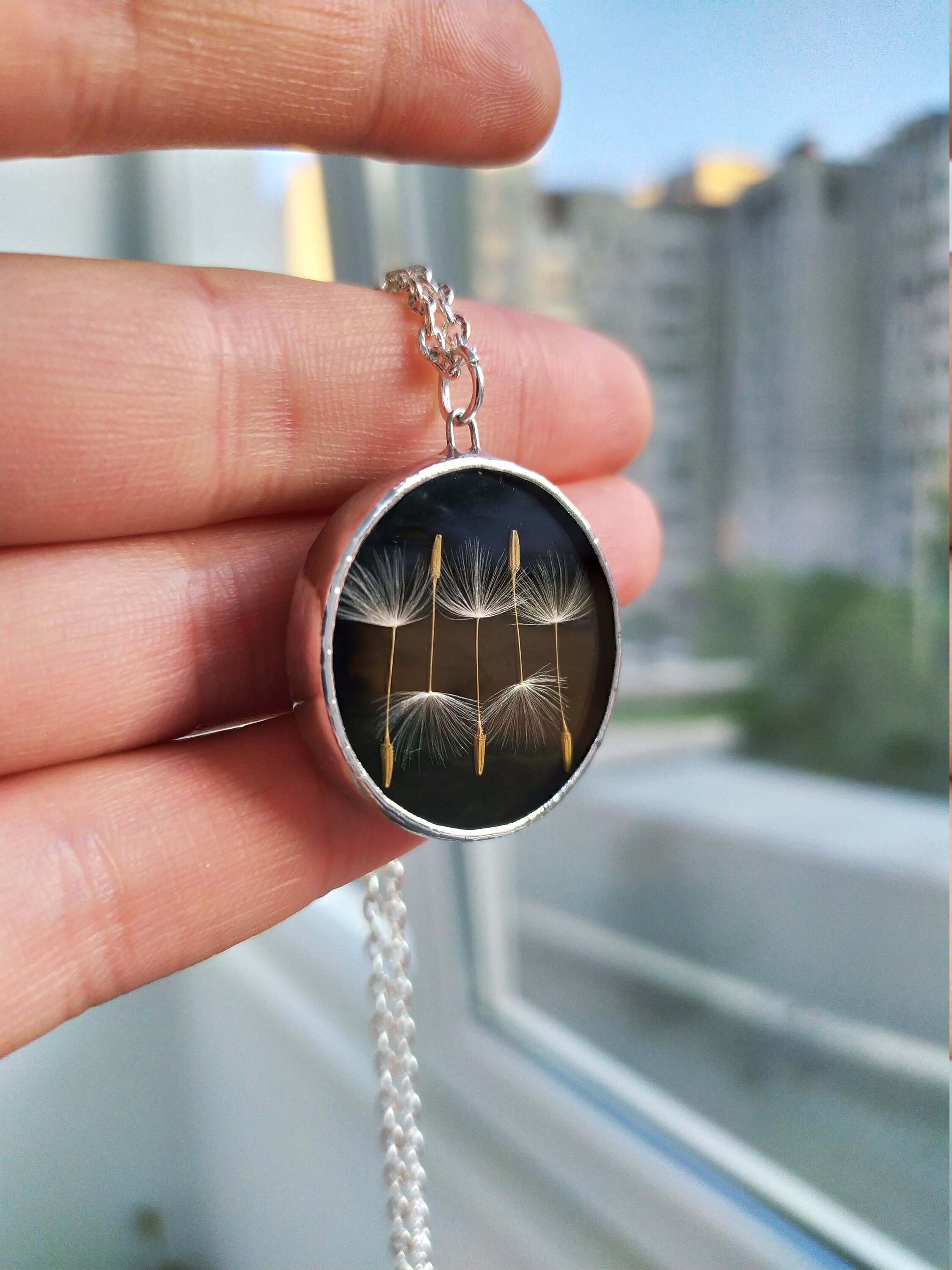 Real Dandelion Necklace Dandelion Seed Jewelry Stain Glass - Etsy
