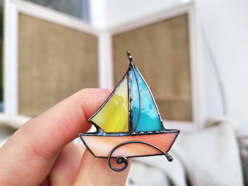 Sailing Boat Pin Nautical Brooch Color Block Jewelry,ship Jewelry ...