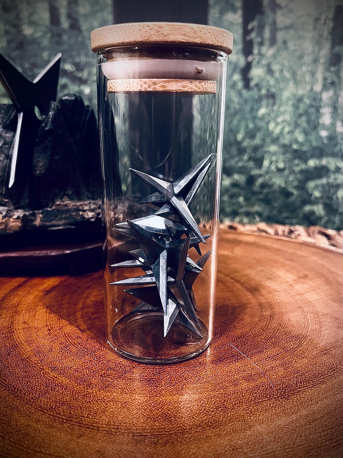 Set of 9 Japanese Makibishi 撒菱 / Tetsubishi 鉄菱 Caltrops & Custom Glass ...
