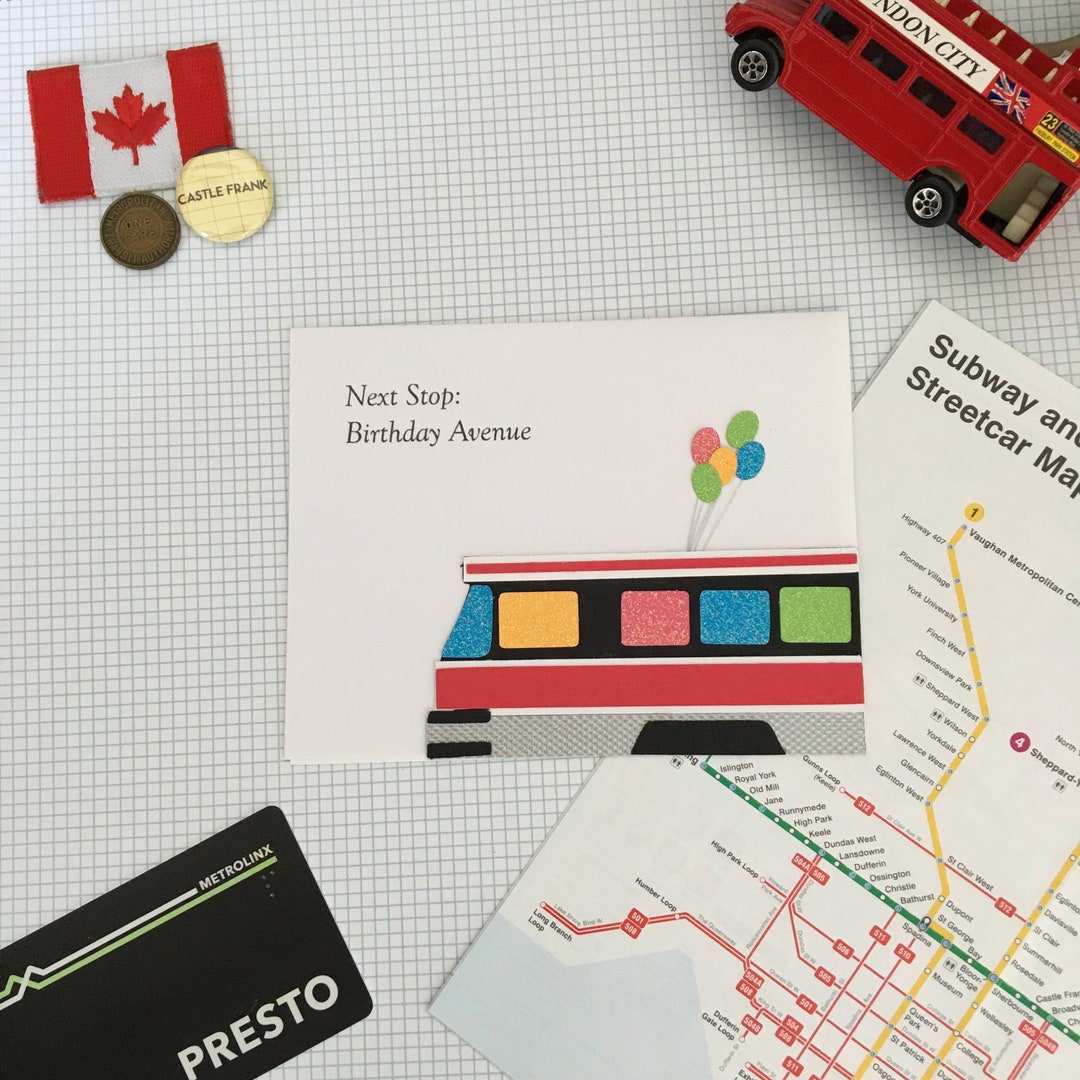 Toronto Birthday Card TTC Streetcar, Toronto Transit-themed Card, Happy ...