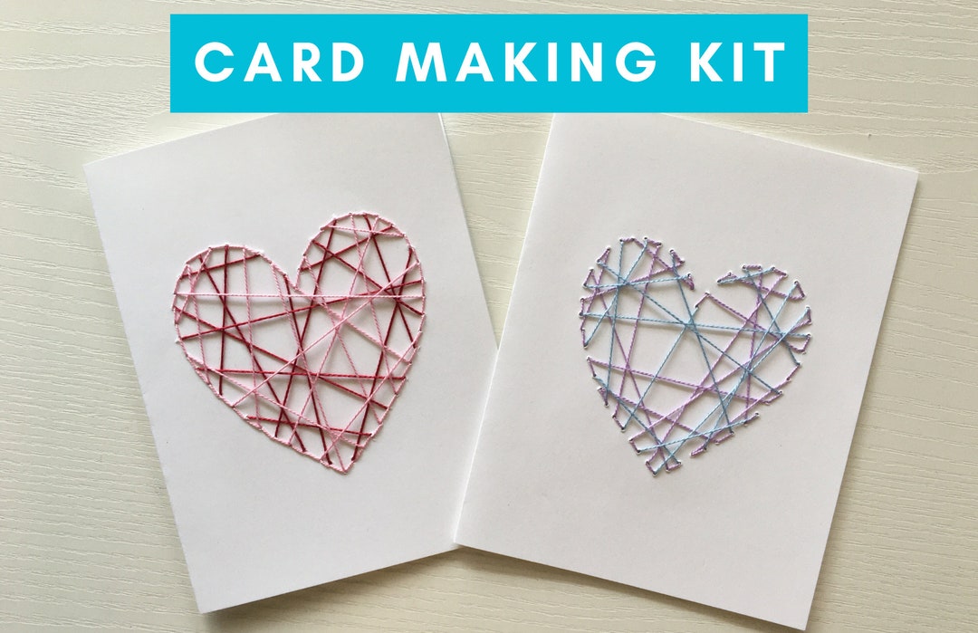 String Art Heart Card Kit - Card-making Kit, Embroidered Card Kit, Fun ...