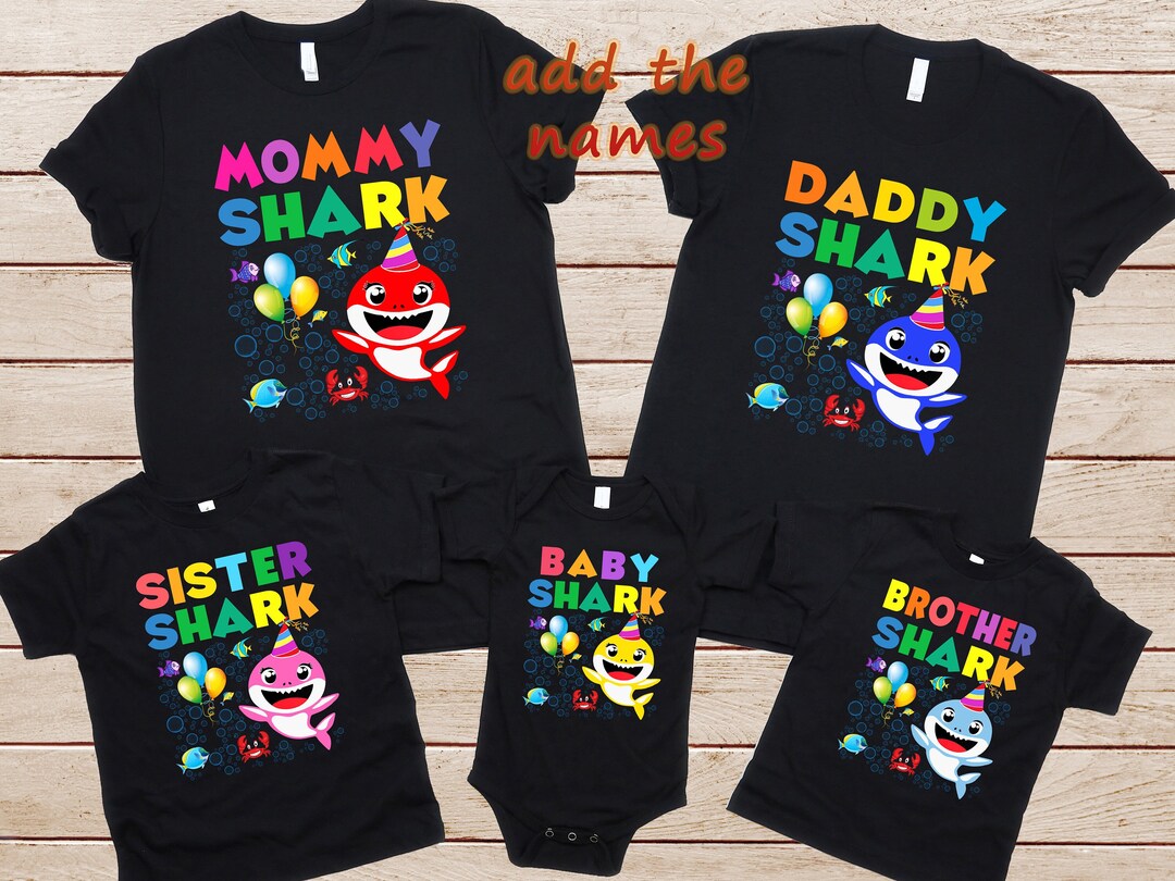 Mama Shark Daddy Shark Baby Sharks Family Shark Shirts, Funny Family ...