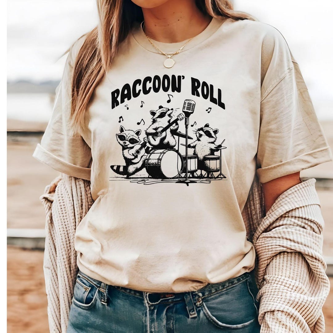 Rock 'N Roll Raccoon Shirt, Funny Raccoon T-shirt, Rocker Raccoon ...
