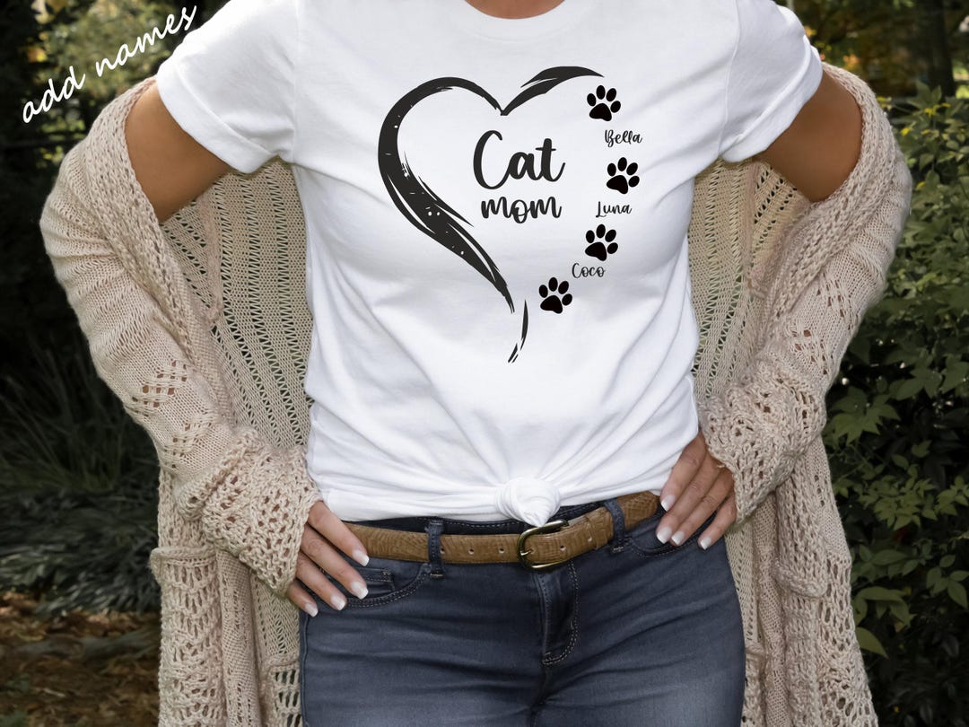 Custom Cat Mom Shirt, Cat Mom Shirt With Names, Mothers Day Shirt, Cat ...