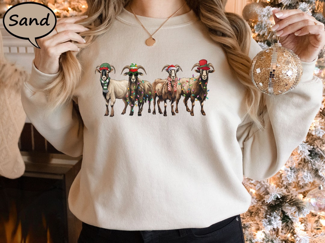 Christmas Goats Sweatshirt, Xmas Goats Sweater, Goat Christmas Tree ...