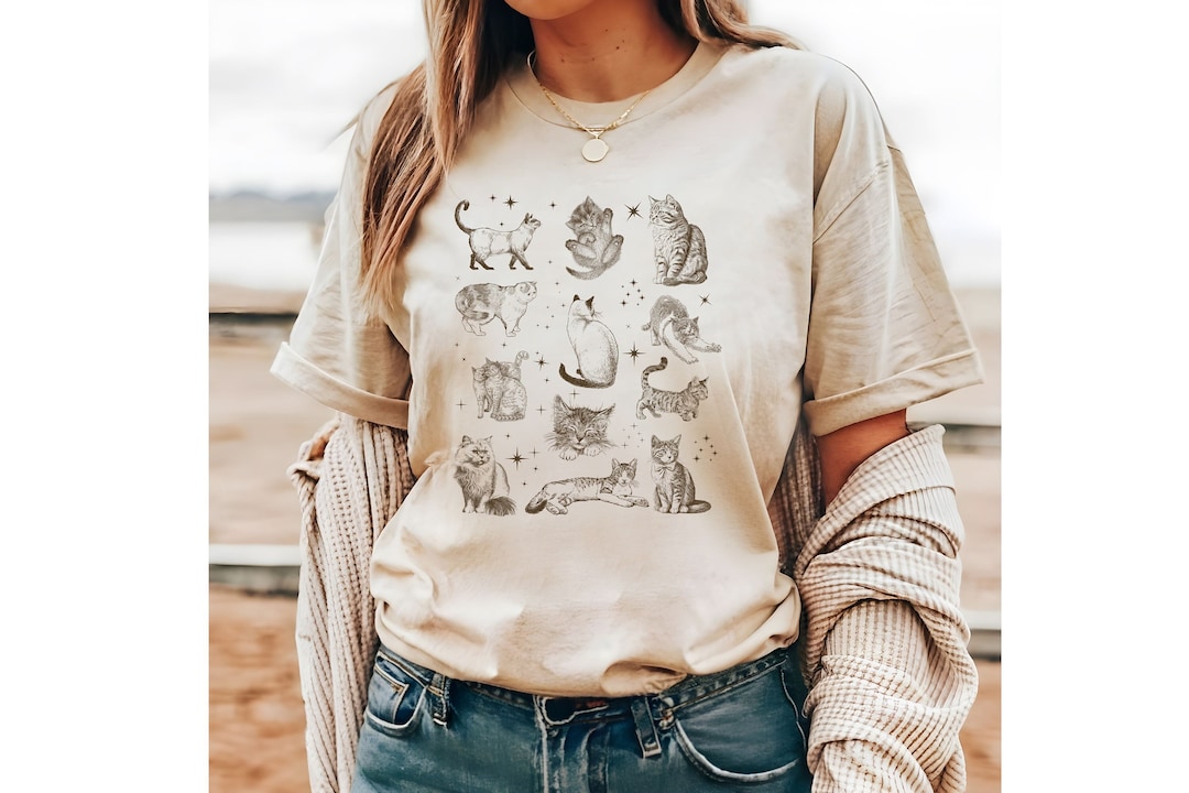 Vintage Cat Breeds Shirt, Magical Cats Tee, Retro Kitten Shirt, Cat ...