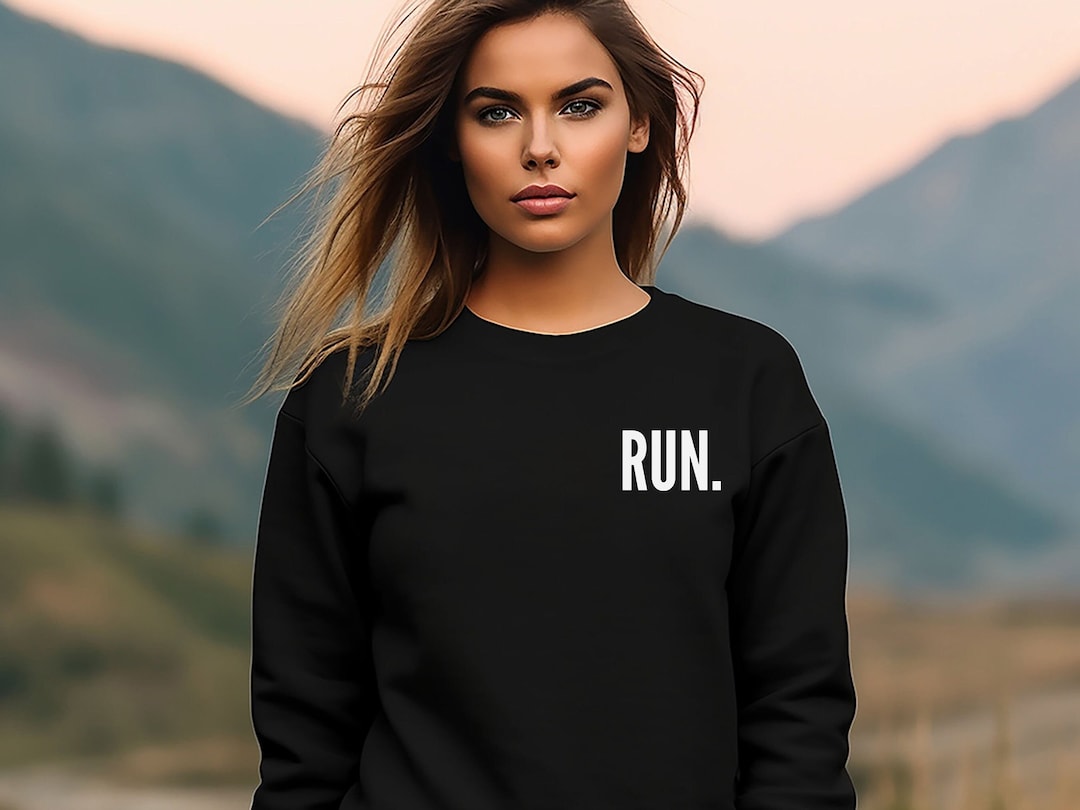 Run Sweatshirt, Minimalist Running Sweatshirt, Pocket Printed Run ...
