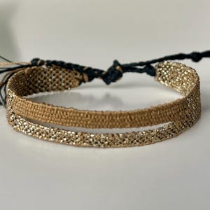 Woven Minimalist Bracelet With Silk and Linen - Etsy