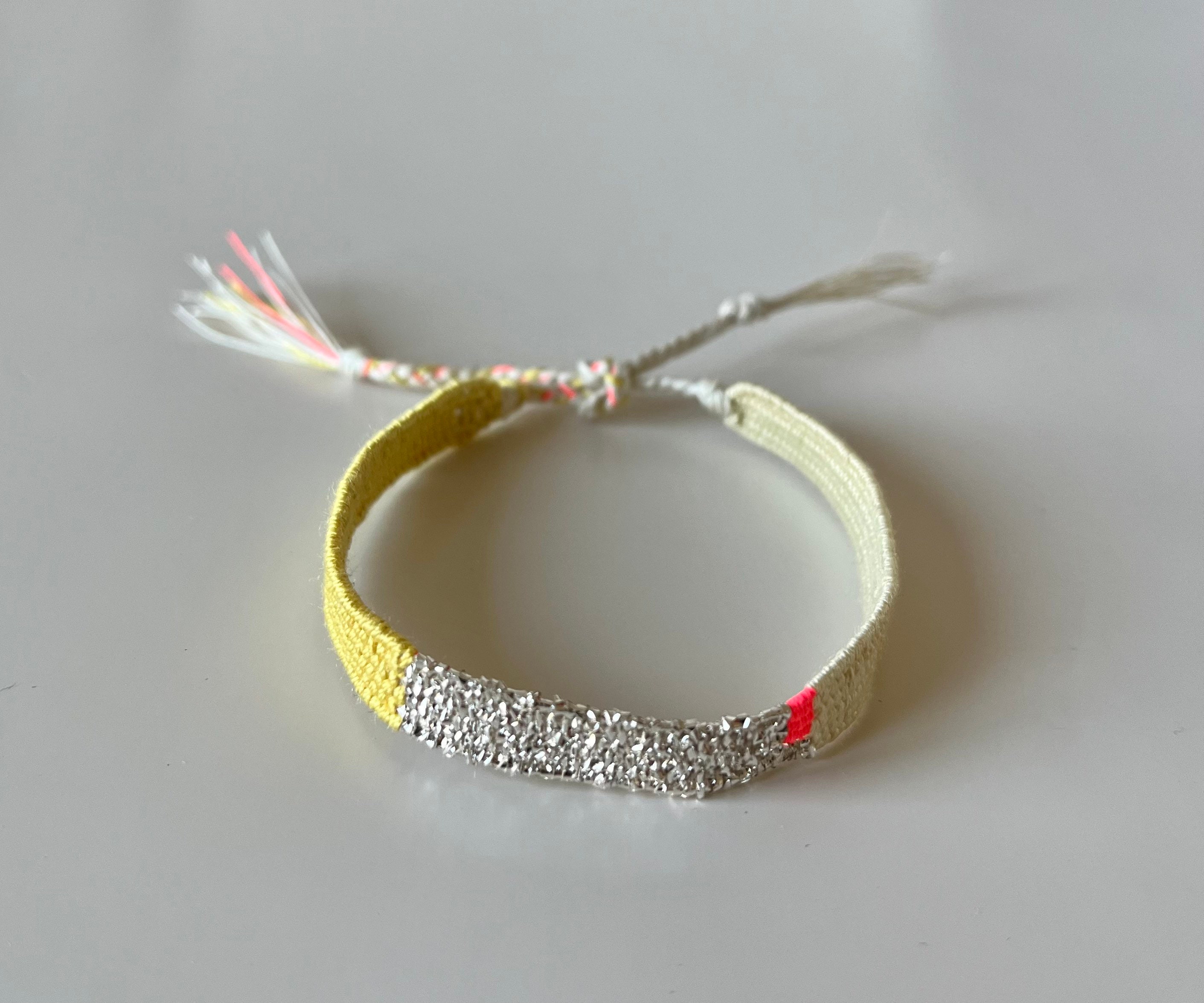 Woven Minimalist Bracelet With Silk and Linen in Midi Width - Etsy