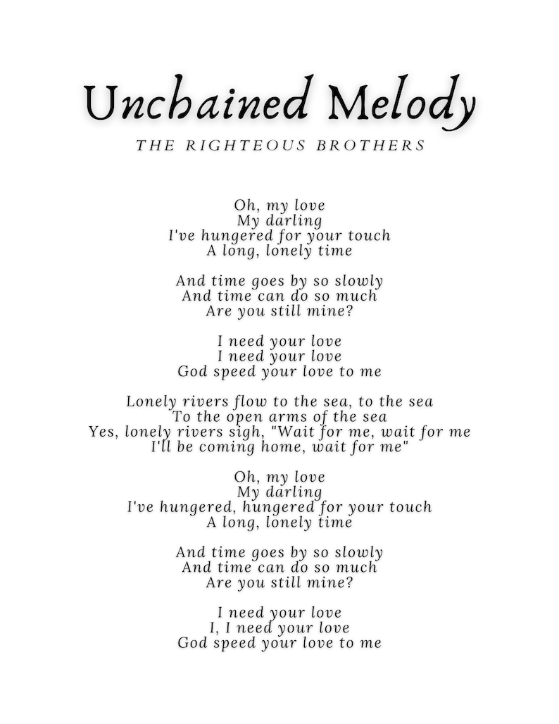 Exciting Unchained Melody Lyrics Righteous Brothers Pictures