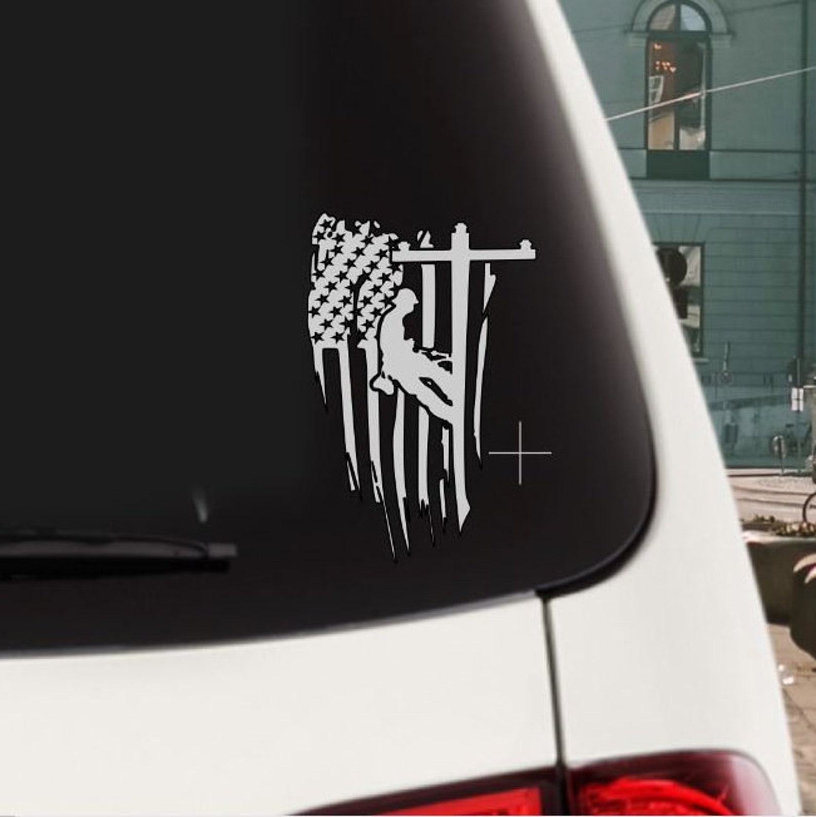 Lineman Distressed Flag Car Decal Lineman Decal American - Etsy