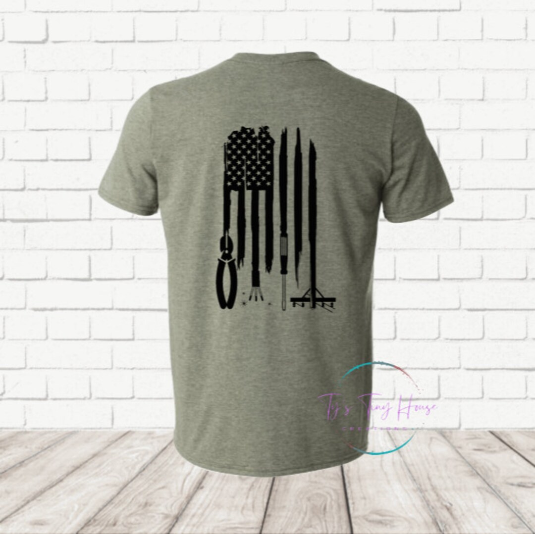 Lineman Tools American Flag Verticle T-shirt, Lineman Pride Tee ...