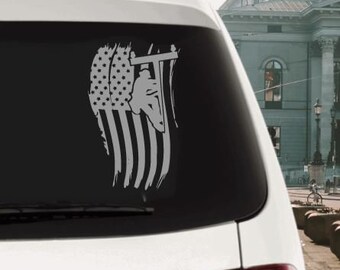 Lineman American Flag Truck Decal Lineman Flag Truck Decal | Etsy