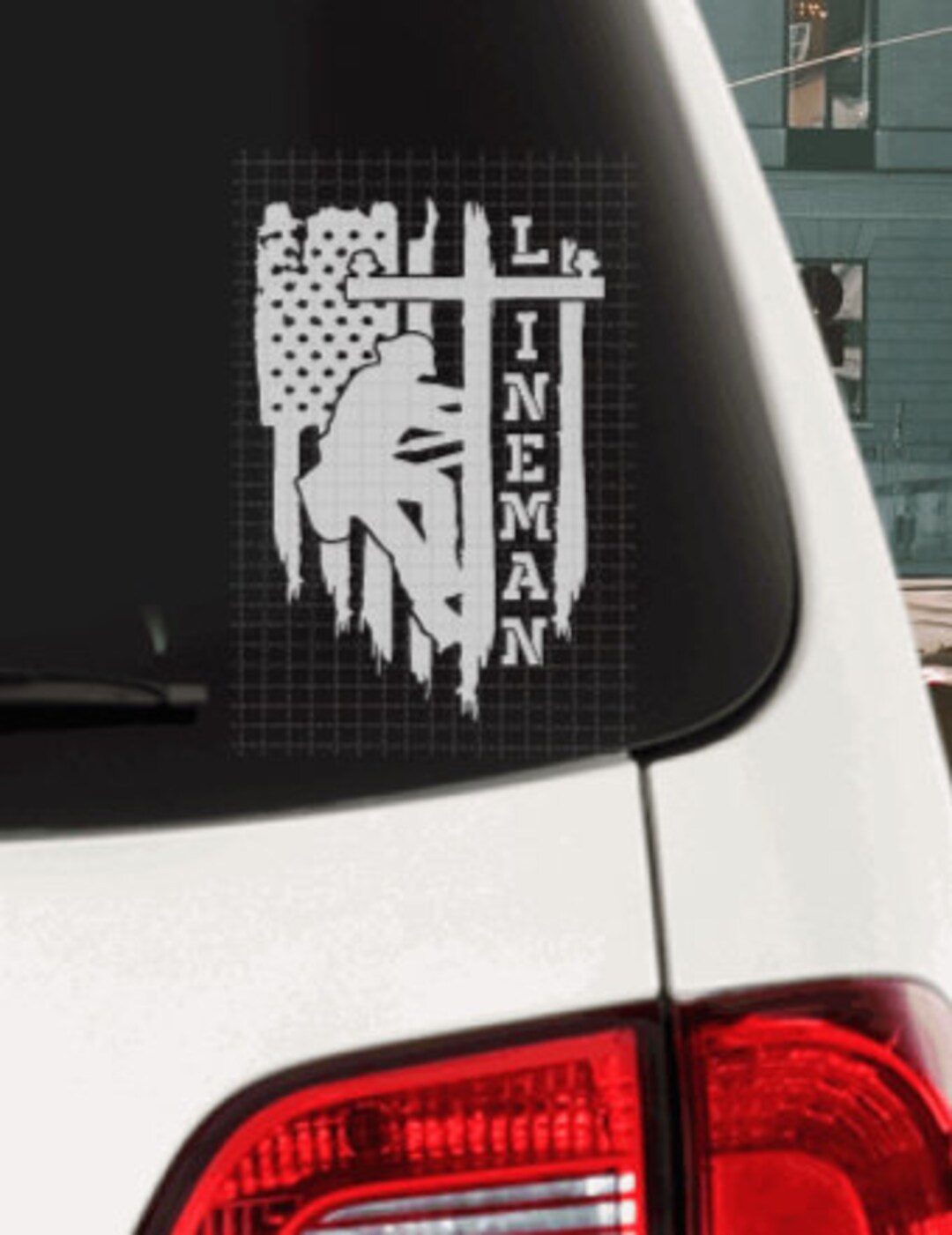 Lineman American Flag Truck Decal, Lineman Flag Truck Decal, American ...