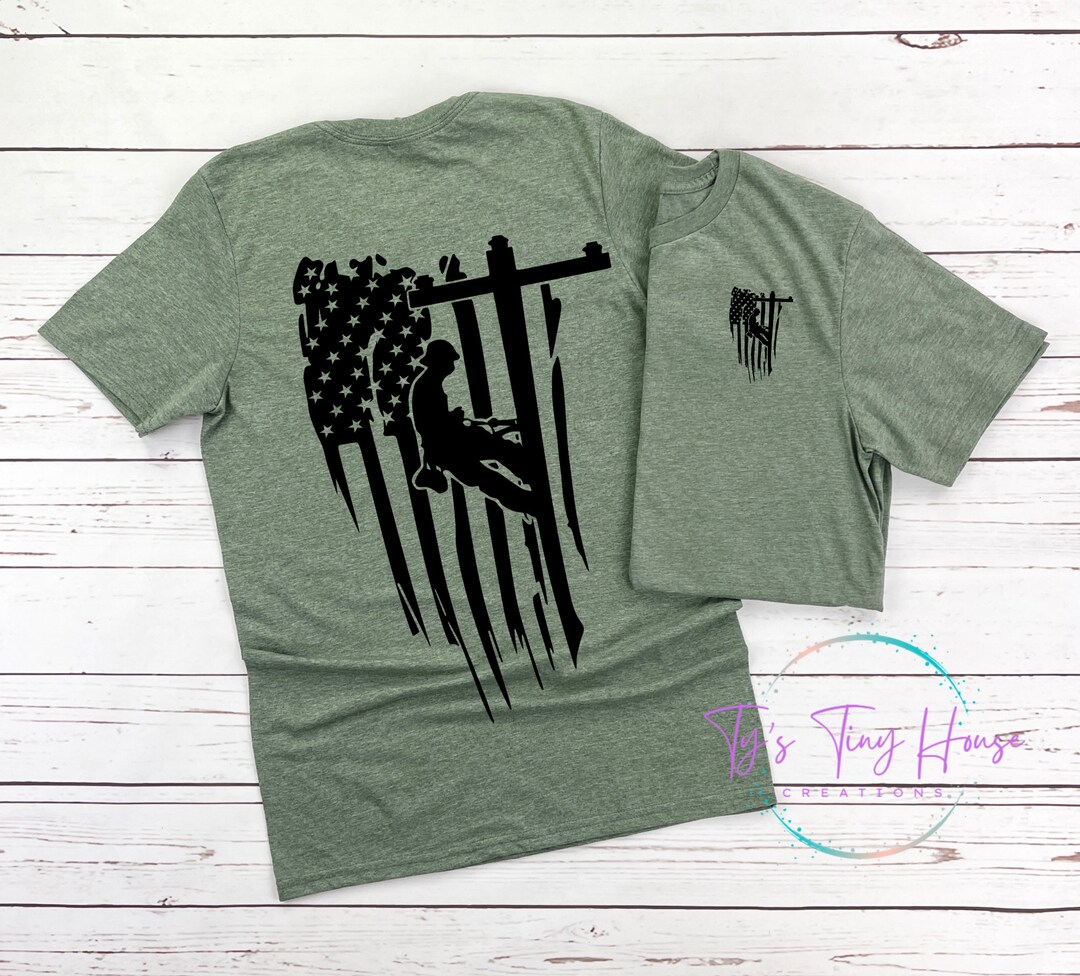 Lineman American Flag Wave T-shirt, Lineman T-shirt, Lineman Gifts - Etsy