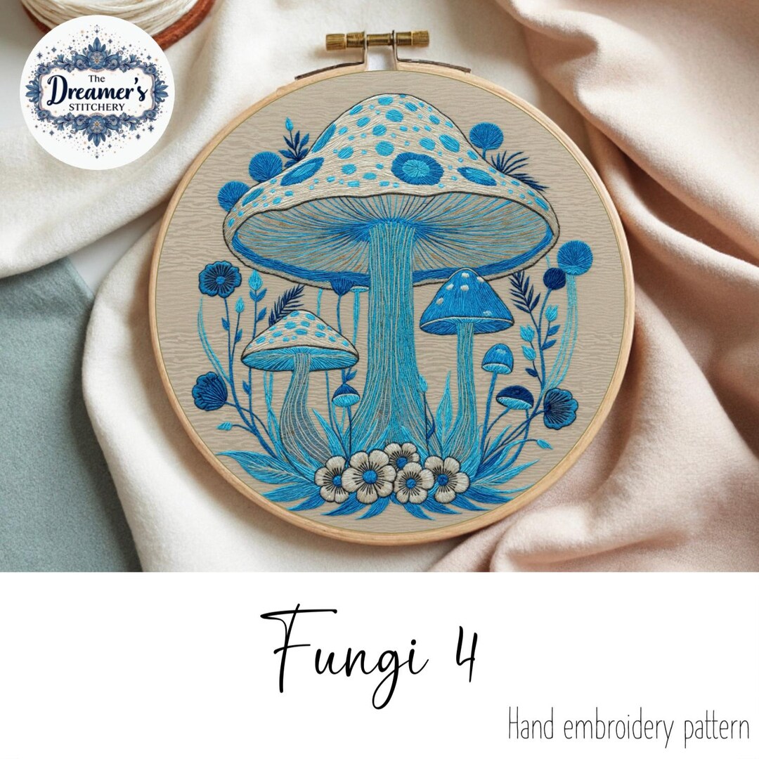 Printable Hand Embroidery Pattern: Fungi 4 (mushroom Mycelium Nature ...