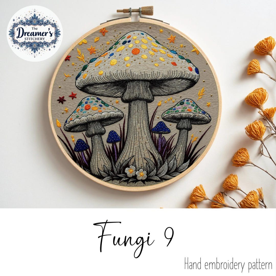 Printable Hand Embroidery Pattern: Fungi 9 (mushroom Mycelium Nature ...